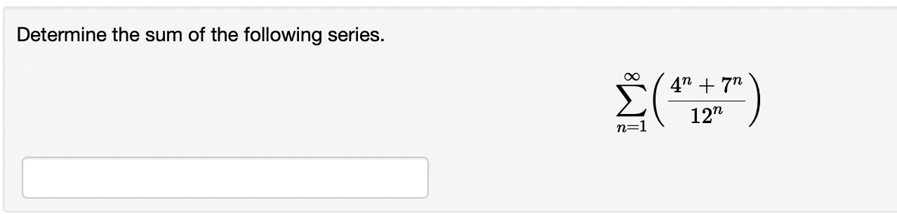 Solved Determine the sum of the following series. | Chegg.com