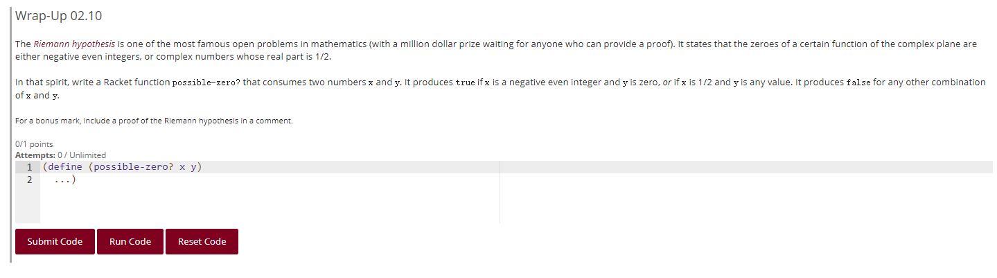 Solved Wrap-Up 02.10 The Riemann hypothesis is one of the | Chegg.com