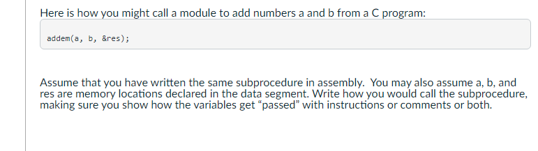 Solved Here is how you might call a module to add numbers a | Chegg.com