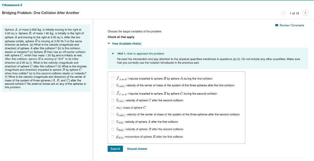 Solved Homework 6 Bridging Problem: One Collision After | Chegg.com