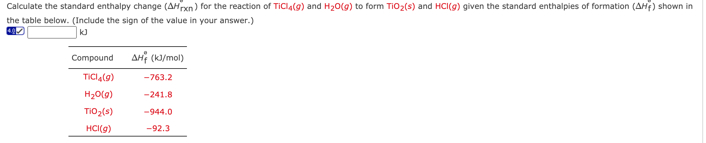 Solved Calculate the standard enthalpy change (AH rxn) for | Chegg.com