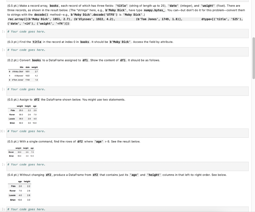 Solved (0.5 pt.) Make a record array, books, each record of | Chegg.com