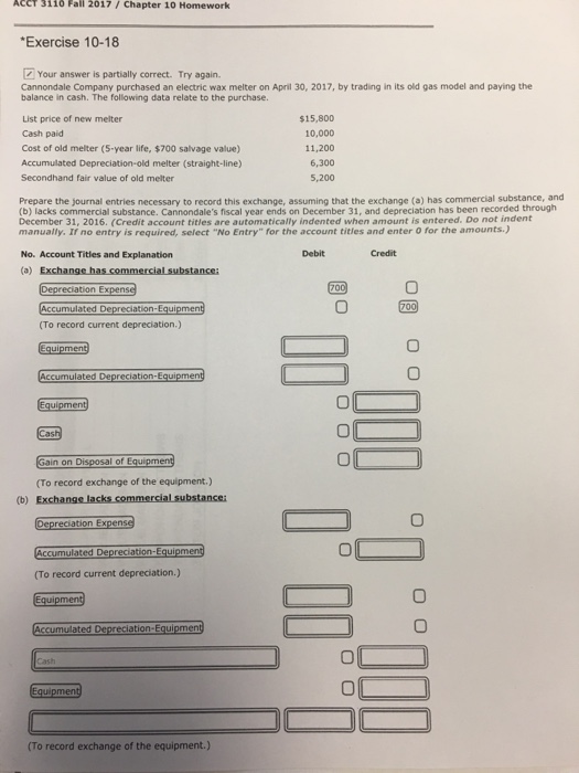 Solved ACCT 3116 Fall 2017/Chapter 10 Homework Exercise | Chegg.com