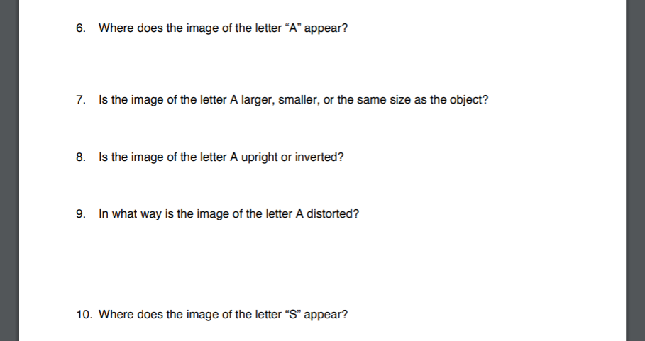 Solved 2F F F 2F 6. Where does the image of the letter “A” | Chegg.com