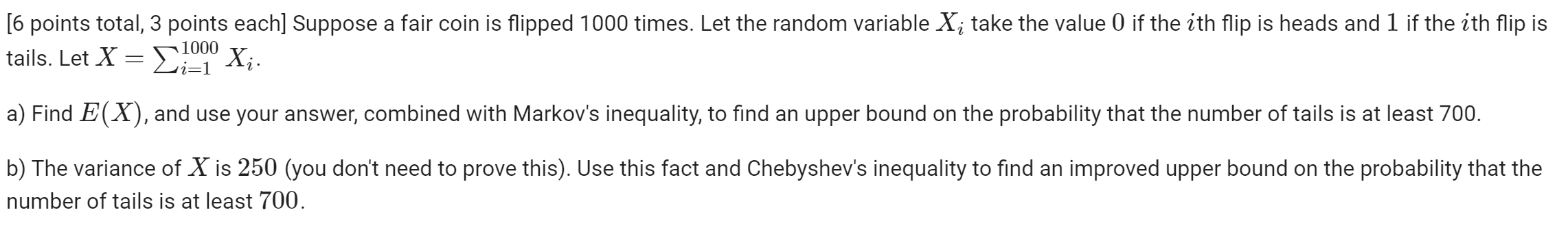 Solved 2 [6 points total, 3 points each] Suppose a fair coin | Chegg.com