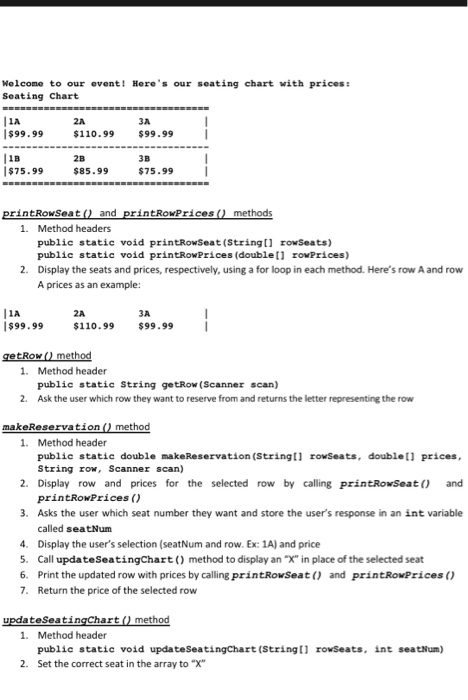 Solved Write a Java program called SeatReservation which | Chegg.com
