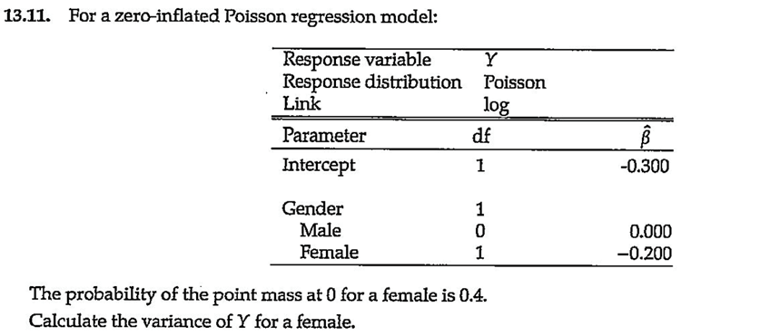Solved 3 11 For A Zero Inflated Poisson Regression Model