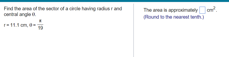 Solved Find the area of the sector of a circle having radius | Chegg.com