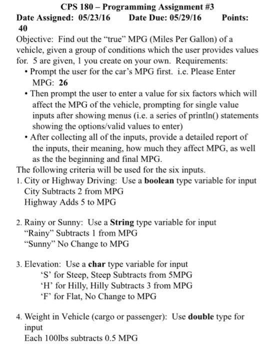 Solved CPS 180-Programming Assignment #3 Date Assigned: | Chegg.com