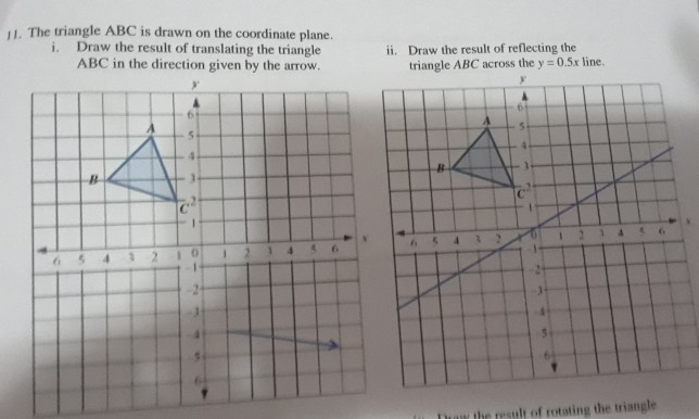 Solved The triangle ABC is drawn on the coordinate plane. i. | Chegg.com