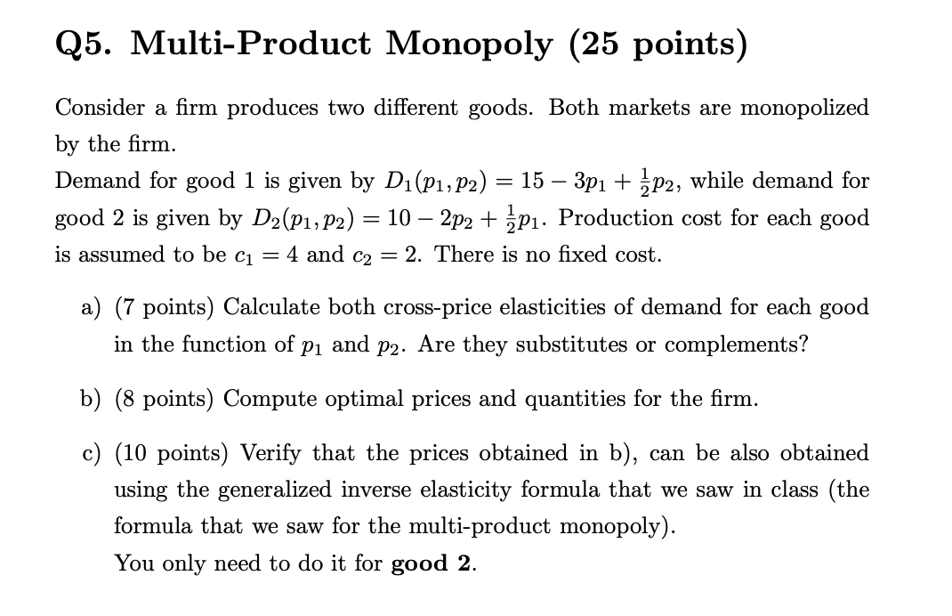 Solved Consider a firm produces two different goods. Both | Chegg.com