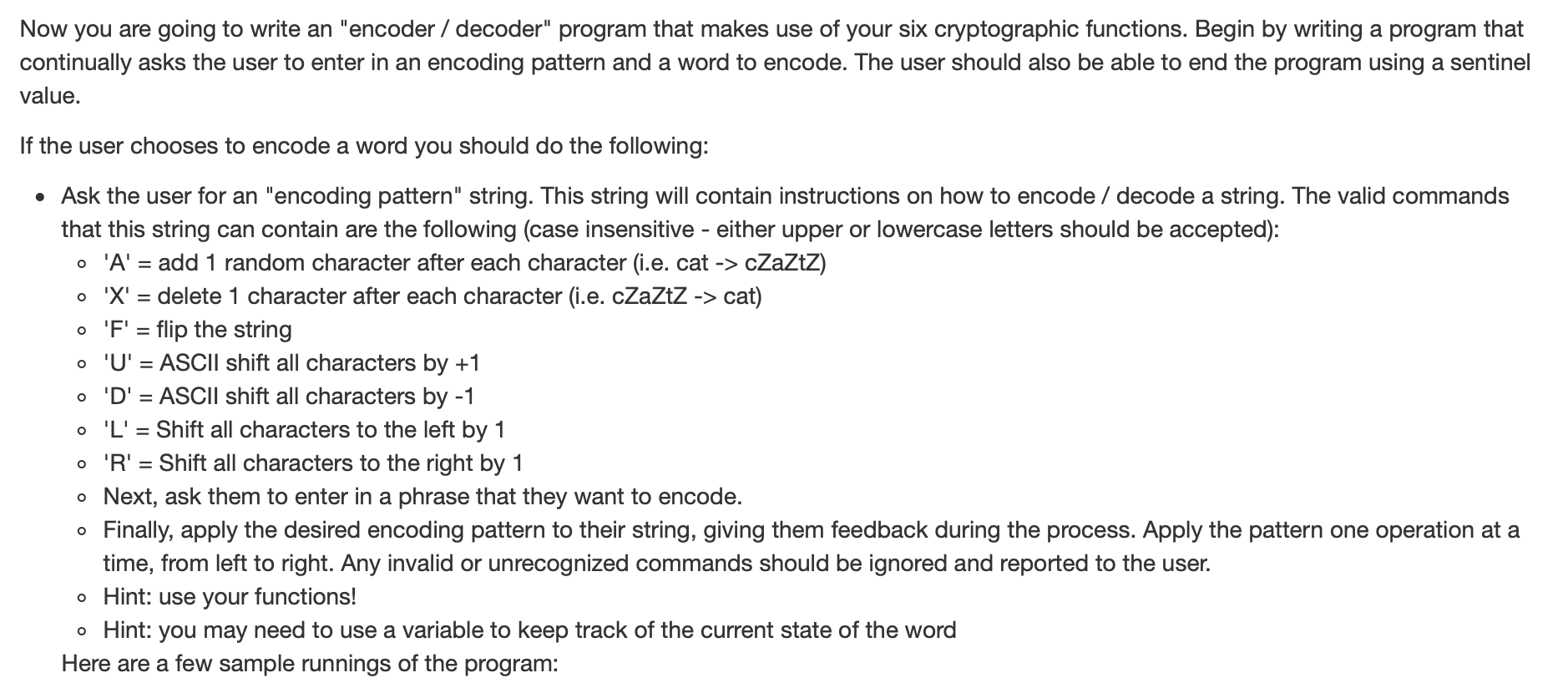Solved Python 391 Now You Are Going To Write An Encoder