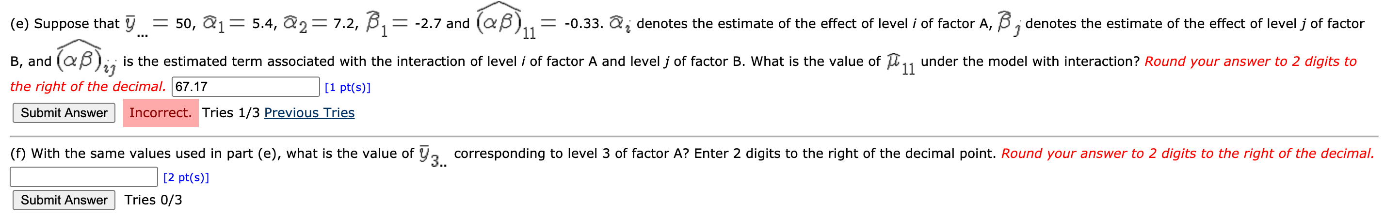 Solved A two-way analysis of variance model with interaction | Chegg.com
