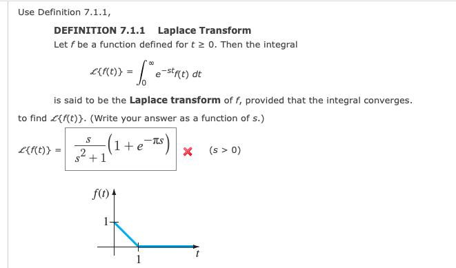 Solved DEFINITION 7.1.1 Laplace Transform Let f be a | Chegg.com