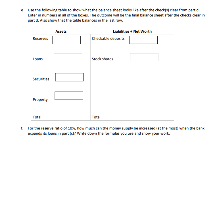 1. Using the balance sheet (T-table) below and | Chegg.com
