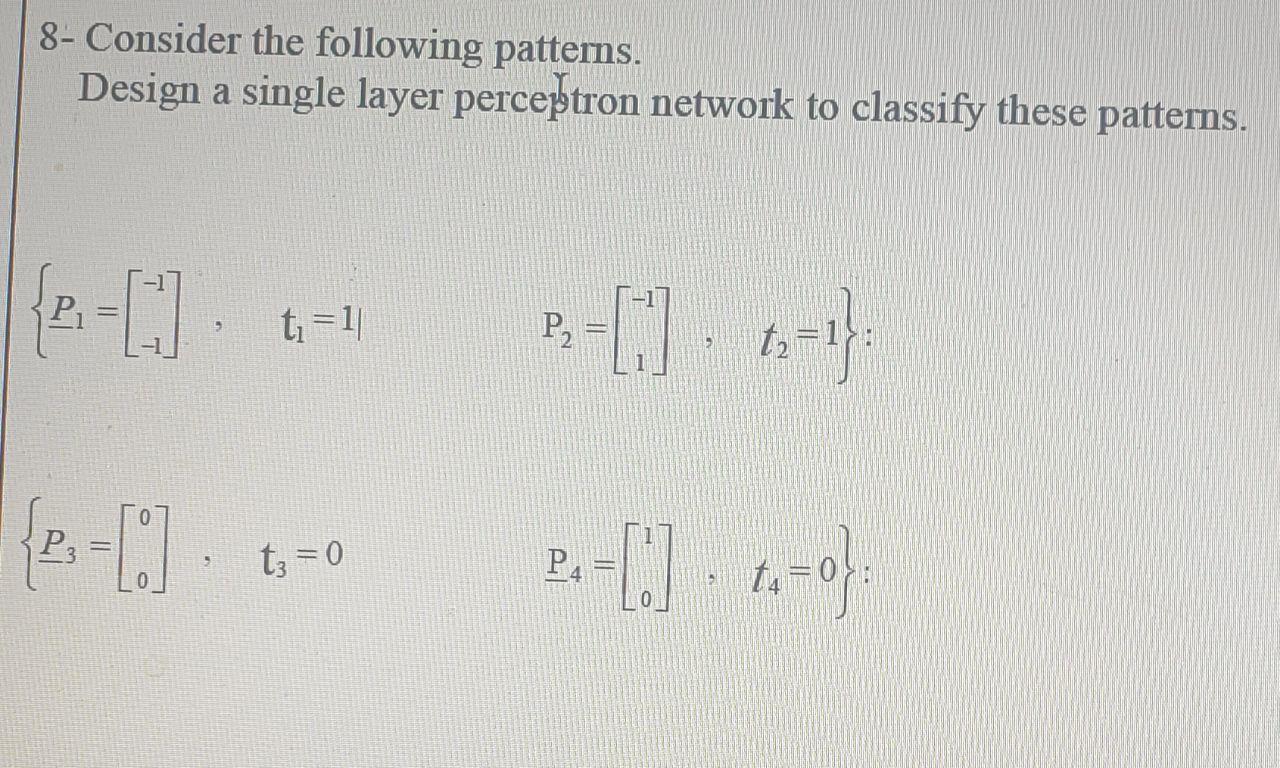 Solved 8- Consider the following patterns. Design a single | Chegg.com
