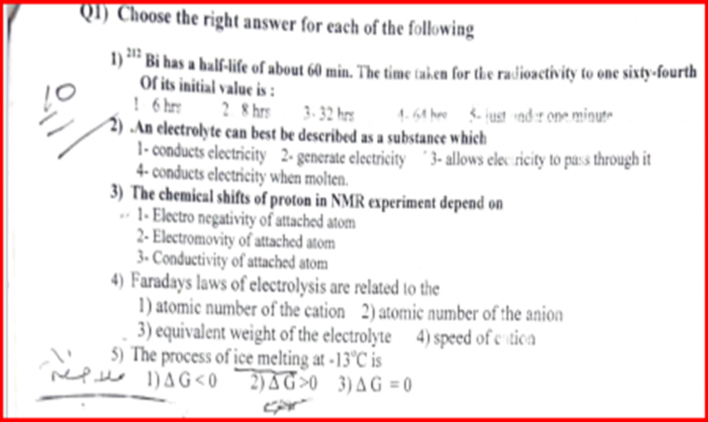 Solved QI) Choose the right answer for each of the following | Chegg.com