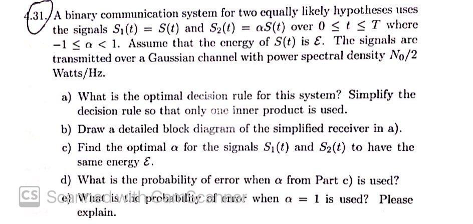 31 A Binary Communication System For Two Equally 
