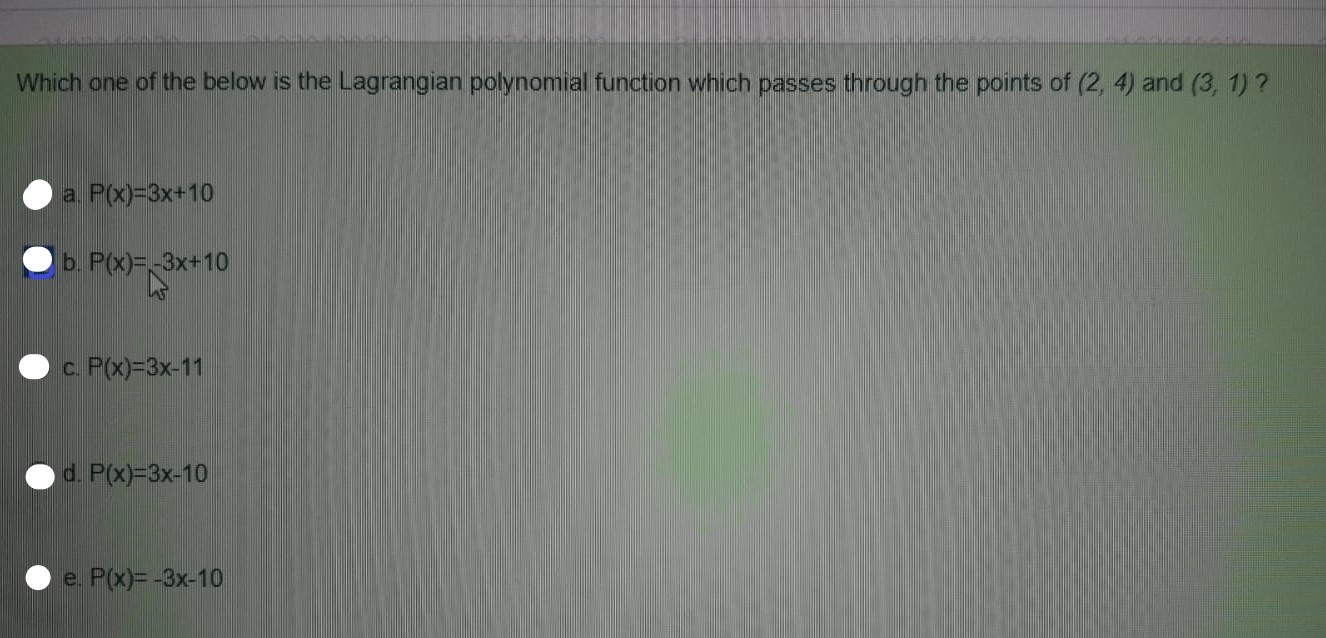 Solved Which one of the below is the Lagrangian polynomial | Chegg.com