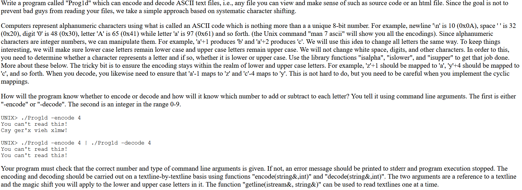 Solved Write a program called "Progld" which can encode and | Chegg.com