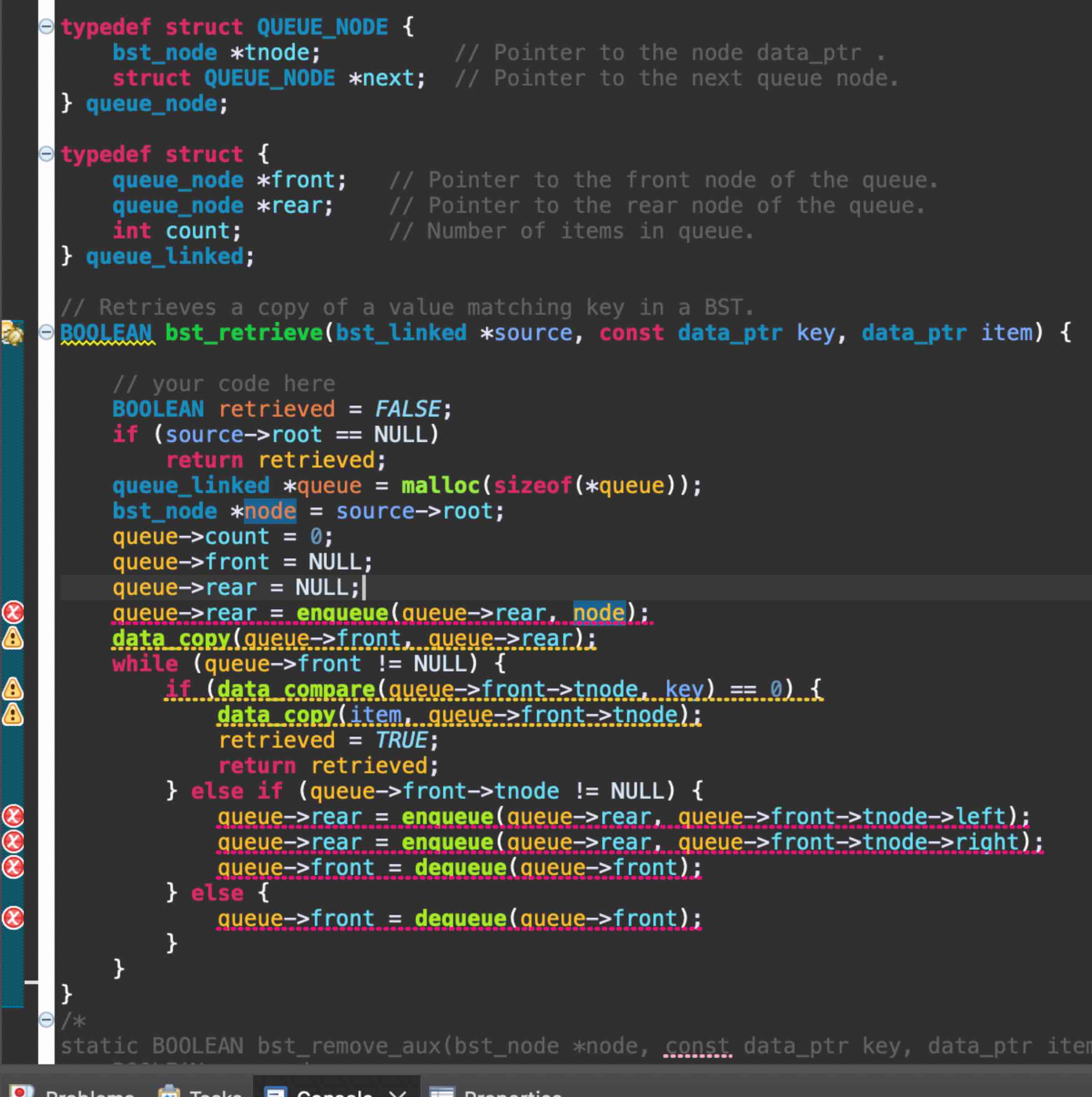 Solved I'm trying to retrieve a copy of data from a bst that | Chegg.com