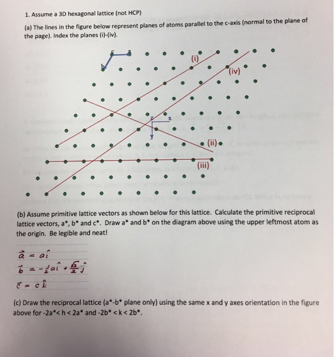 1. Assume a 3D hexagonal lattice (not HCP) (a) The | Chegg.com