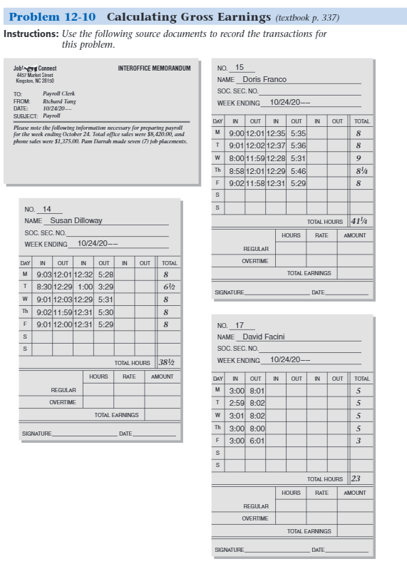 Solved Problem 12-10 Calculating Gross Earnings (textbook p. | Chegg.com