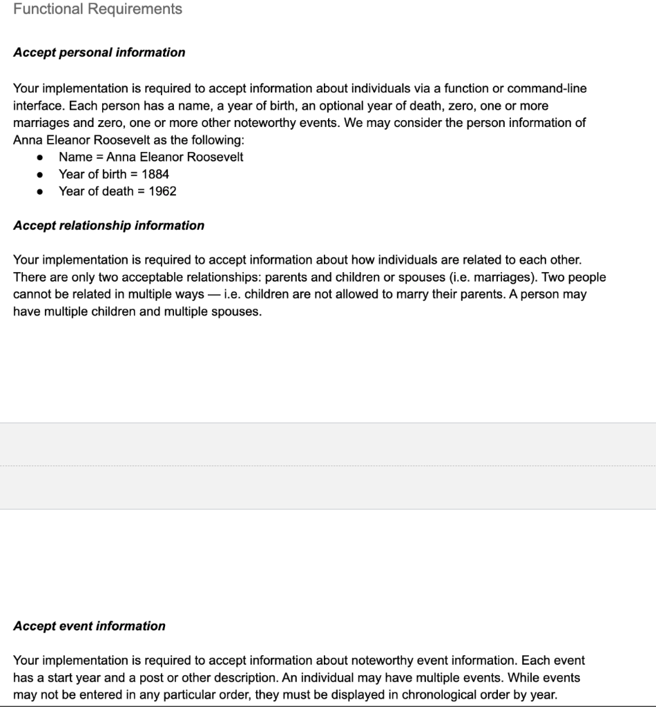 Solved Functional Requirements Accept personal information | Chegg.com