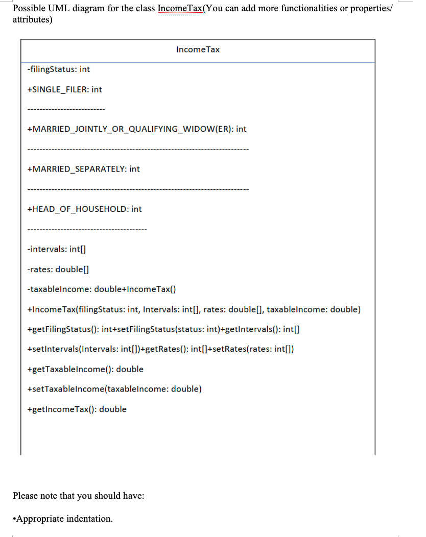 Solved I am trying to create a Tax income class in JAVA Use | Chegg.com