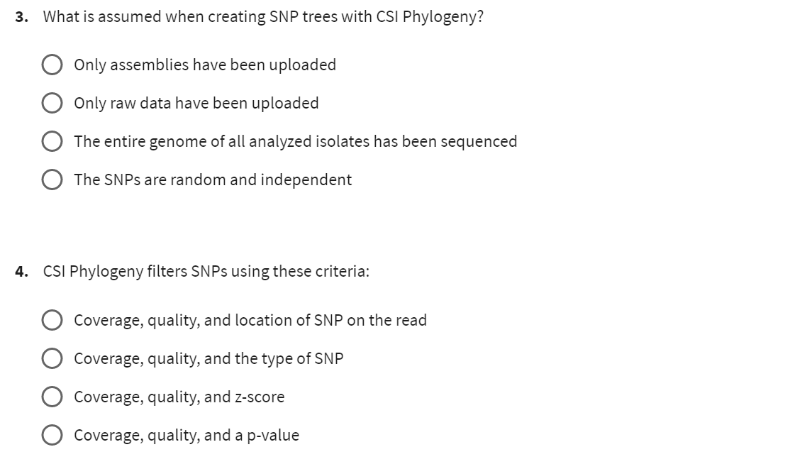 Solved What is assumed when creating SNP trees with CSI | Chegg.com