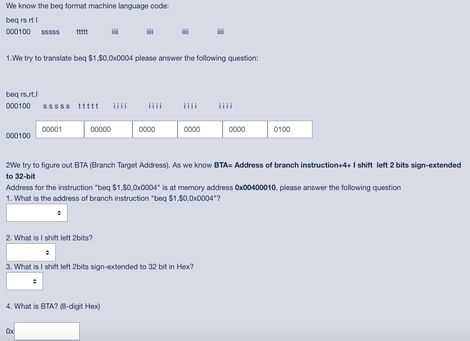 Solved We know the beq format machine language code: beq rs | Chegg.com