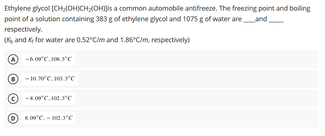 Solved Ethylene glycol (CH2(OH)CH2(OH)]is a common | Chegg.com