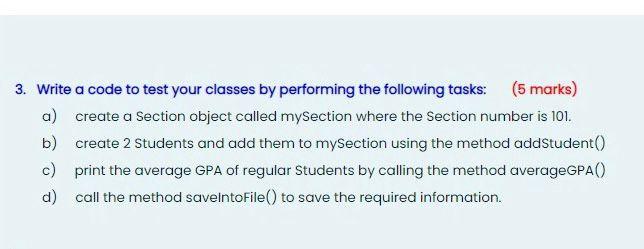 Solved 3. Write a code to test your classes by performing | Chegg.com