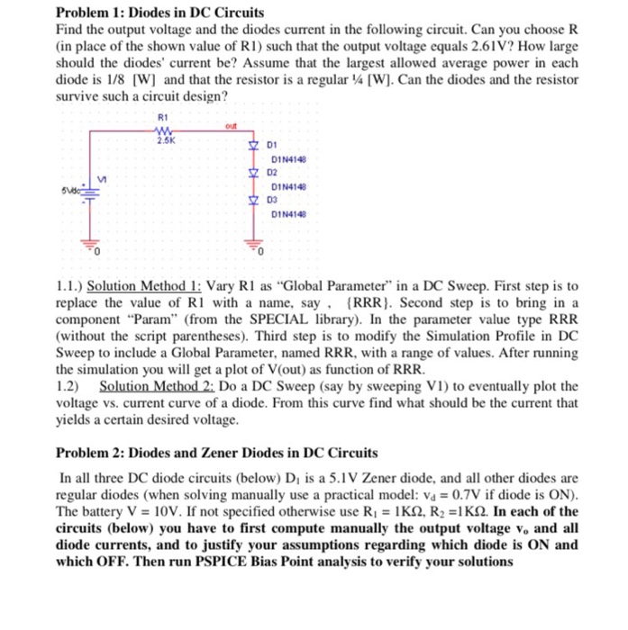 Solved Problem 1: Diodes in DC Circuits Find the output | Chegg.com