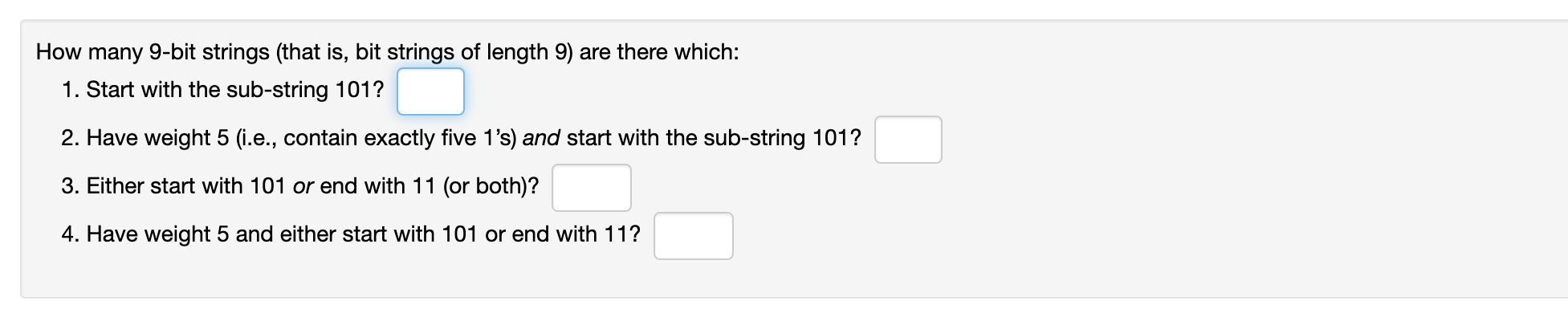 Solved How Many 9 Bit Strings That Is Bit Strings Of 5052