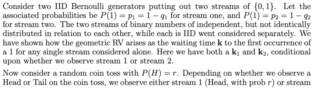 Solved Consider two IID Bernoulli generators putting out two | Chegg.com