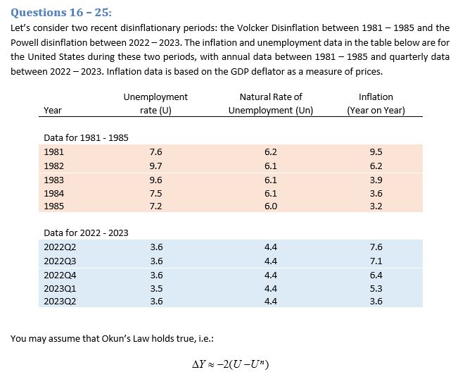 Solved Questions 16 - 25:Let's consider two recent | Chegg.com