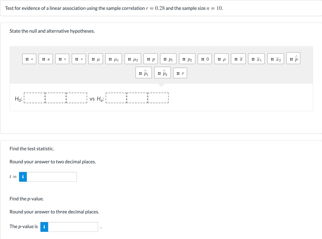 Solved Test for evidence of a linear association using the | Chegg.com