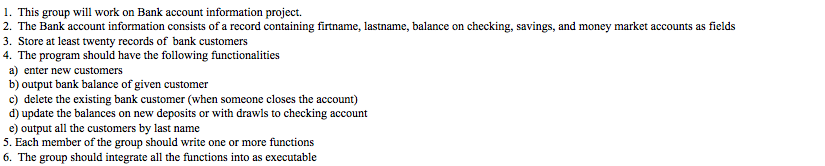 1. This group will work on Bank account information | Chegg.com