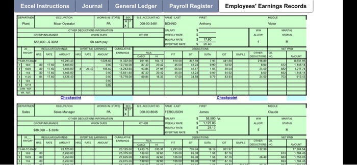Done Project.xlsx Journal General Ledger Payroll | Chegg.com