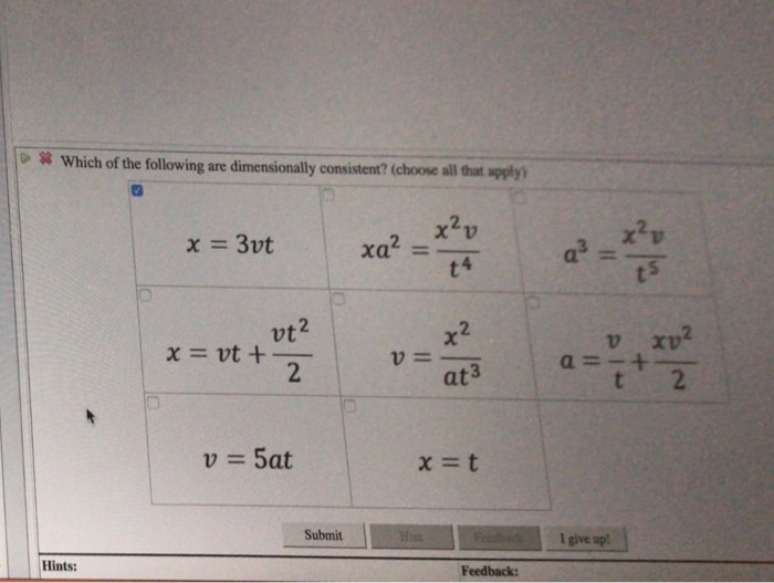 Solved Which of the following are dimensionally consistent? | Chegg.com