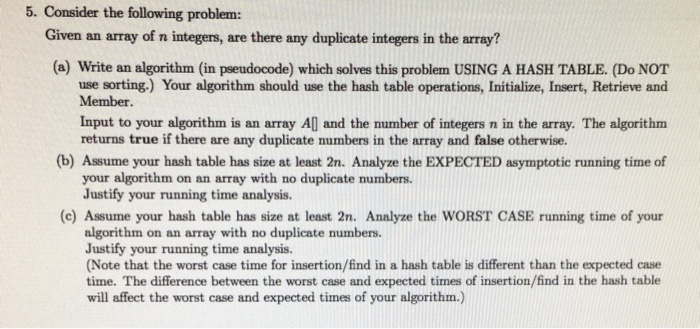 Solved 5. Consider the following problem: Given an array of | Chegg.com