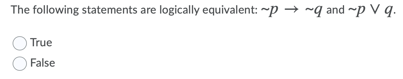 Solved The following statements are logically equivalent: ~p | Chegg.com