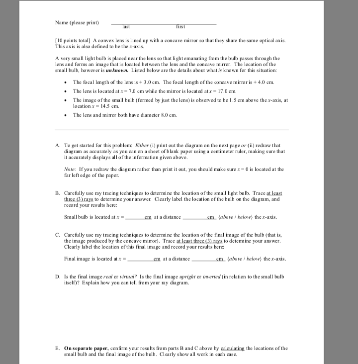 Solved Name (please print) first (10 points total) A convex | Chegg.com