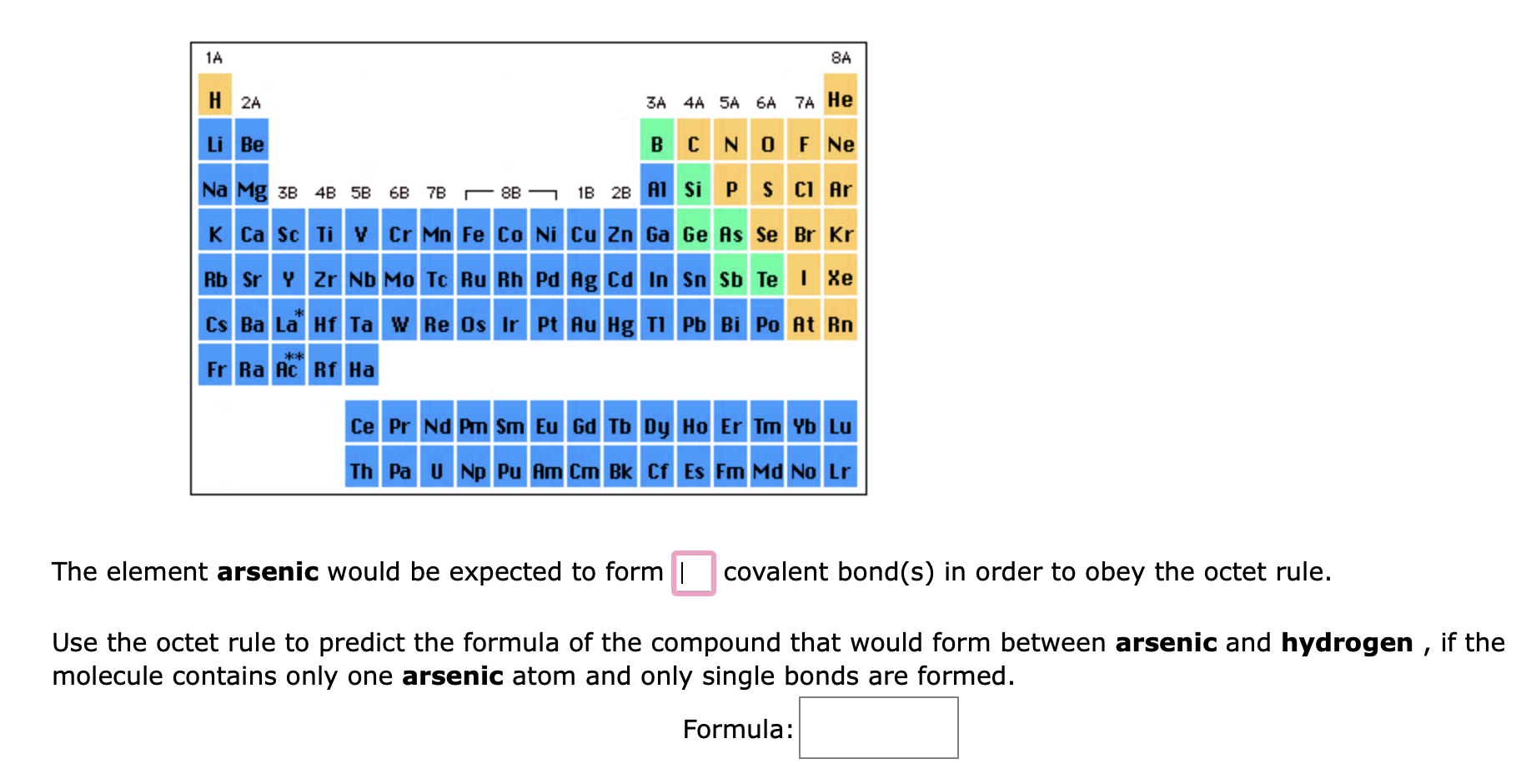 Solved The element arsenic would be expected to form | Chegg.com