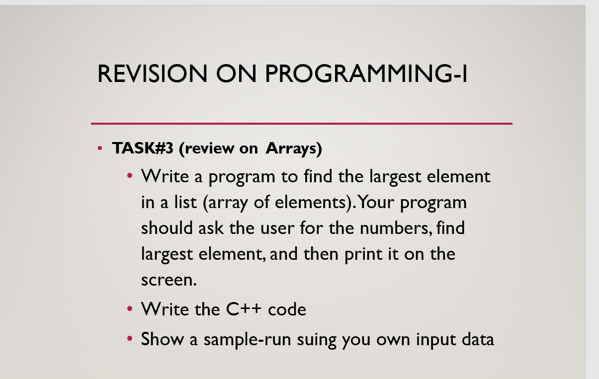 Solved REVISION ON PROGRAMMING-ITASK#3 (review on | Chegg.com