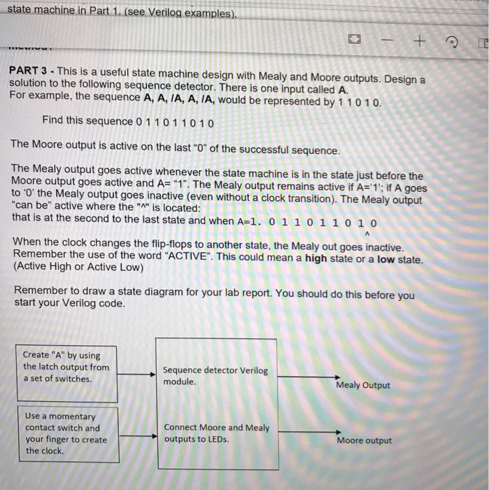state machine in Part 1. (see Verilog examples) PART | Chegg.com