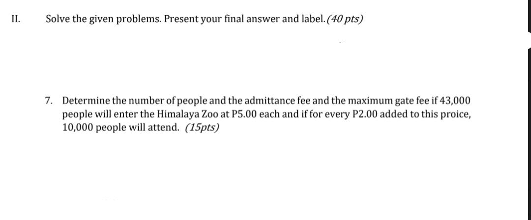 Solved II. Solve the given problems. Present your final | Chegg.com