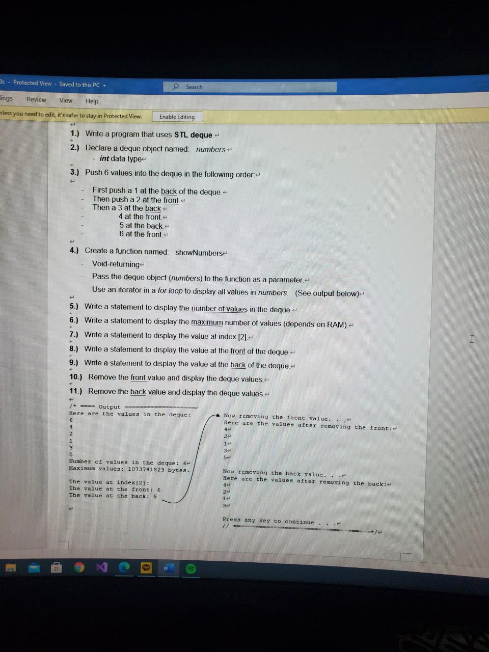 Solved c - Protected View - Saved to this PC- Search lings | Chegg.com