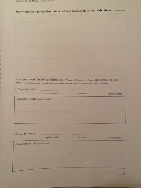 Barometric Pressure (mmHg)(1p) Data Table (I pt. cach | Chegg.com